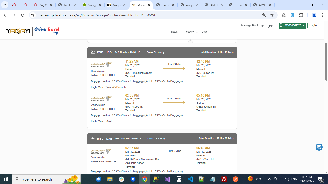 Bug #18323: Dynamic Package | Paid meal and Baggage Not displayed - Almaqam-Final Phase-Web ...